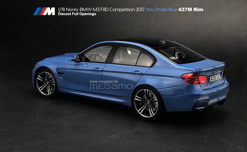 1/18 NOREV BMW F80 M3 Sedan 2017 Competition Yas Marina Blue w/ 437M W ...