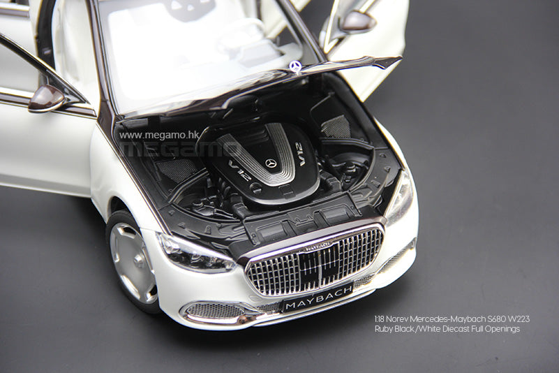 1/18 Norev Mercedes-Maybach S680 W223 Ruby Black White, Gold Black 2 T ...