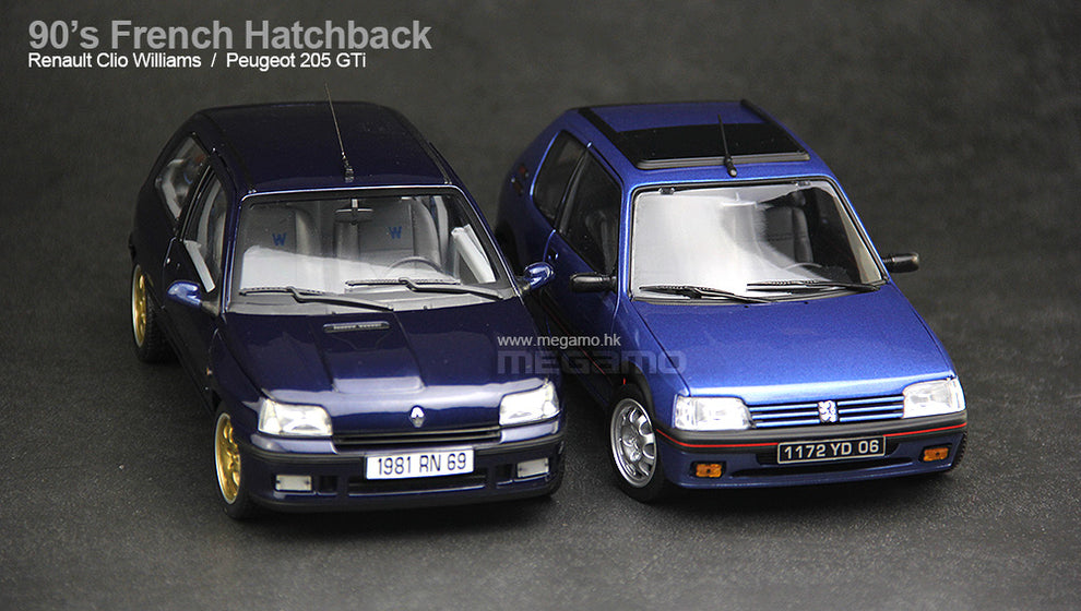 1/18 Norev 1990's French Hatchback 2 Cars Pack Renault Clio Williams 1 ...