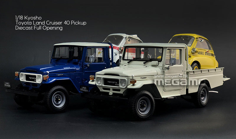 1:18 Kyosho Toyota Land Cruiser 40 LC40 Pickup Truck RHD Red Beige Whi ...
